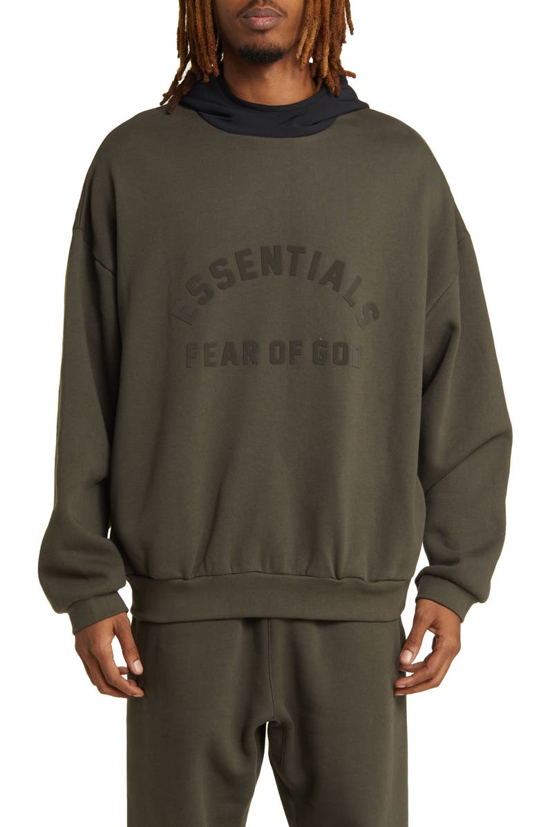 Fear of God Essentials Essentials Logo Oversize Fleece & Nylon Hoodie ...