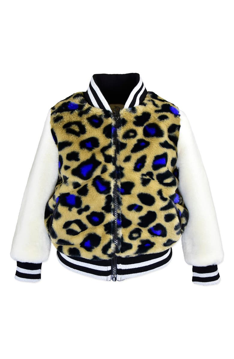 Widgeon Kids' Leopard Faux Fur Varsity Jacket | Nordstrom