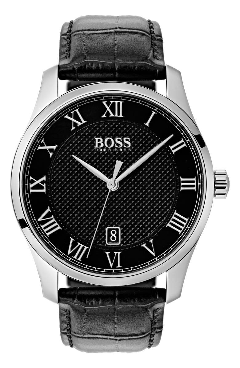 BOSS Master Classic Leather Strap Watch, 41mm | Nordstromrack