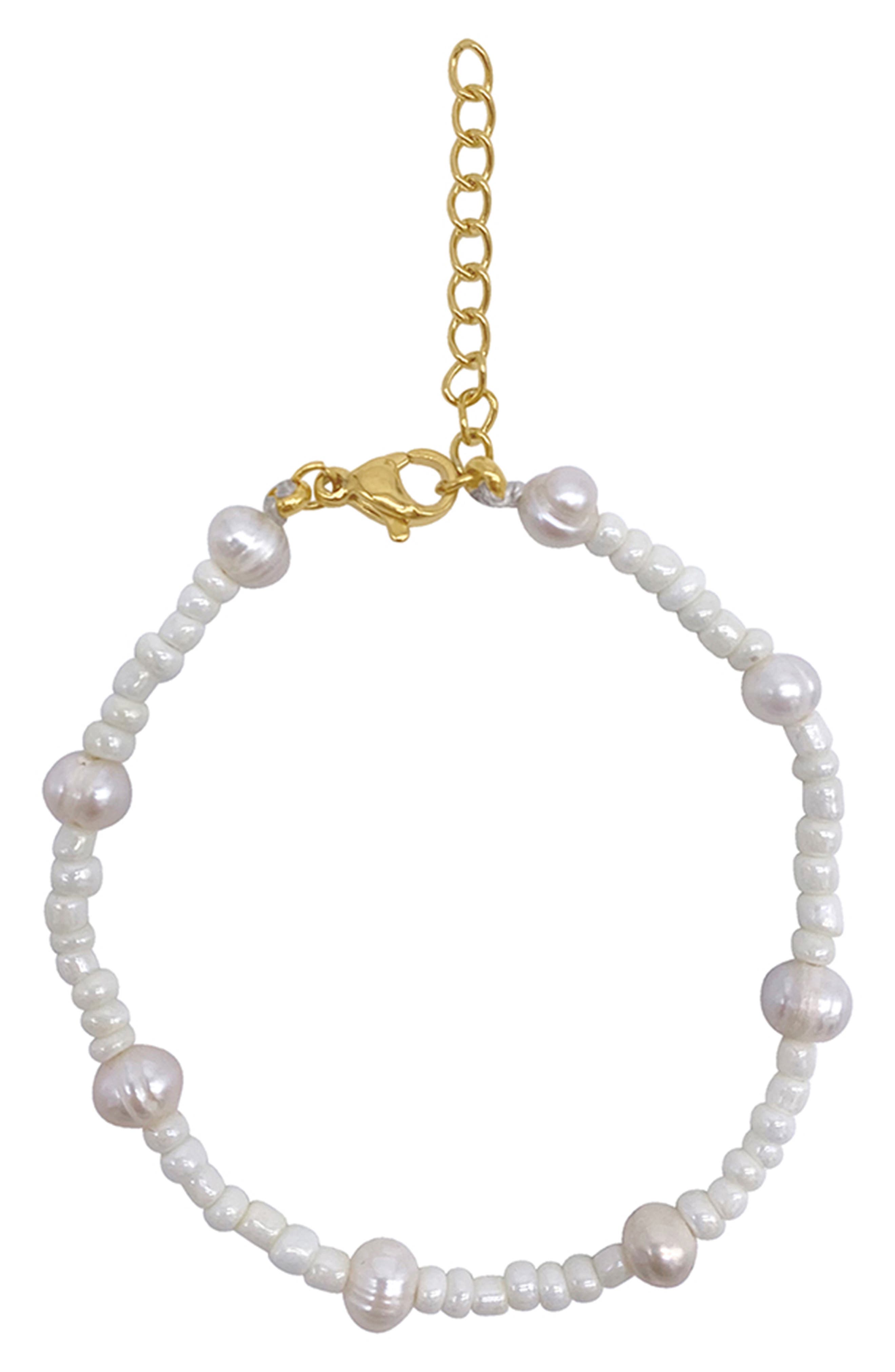 Adornia 14K Yellow Gold Freshwater Pearl Water Resistant Bracelet ...