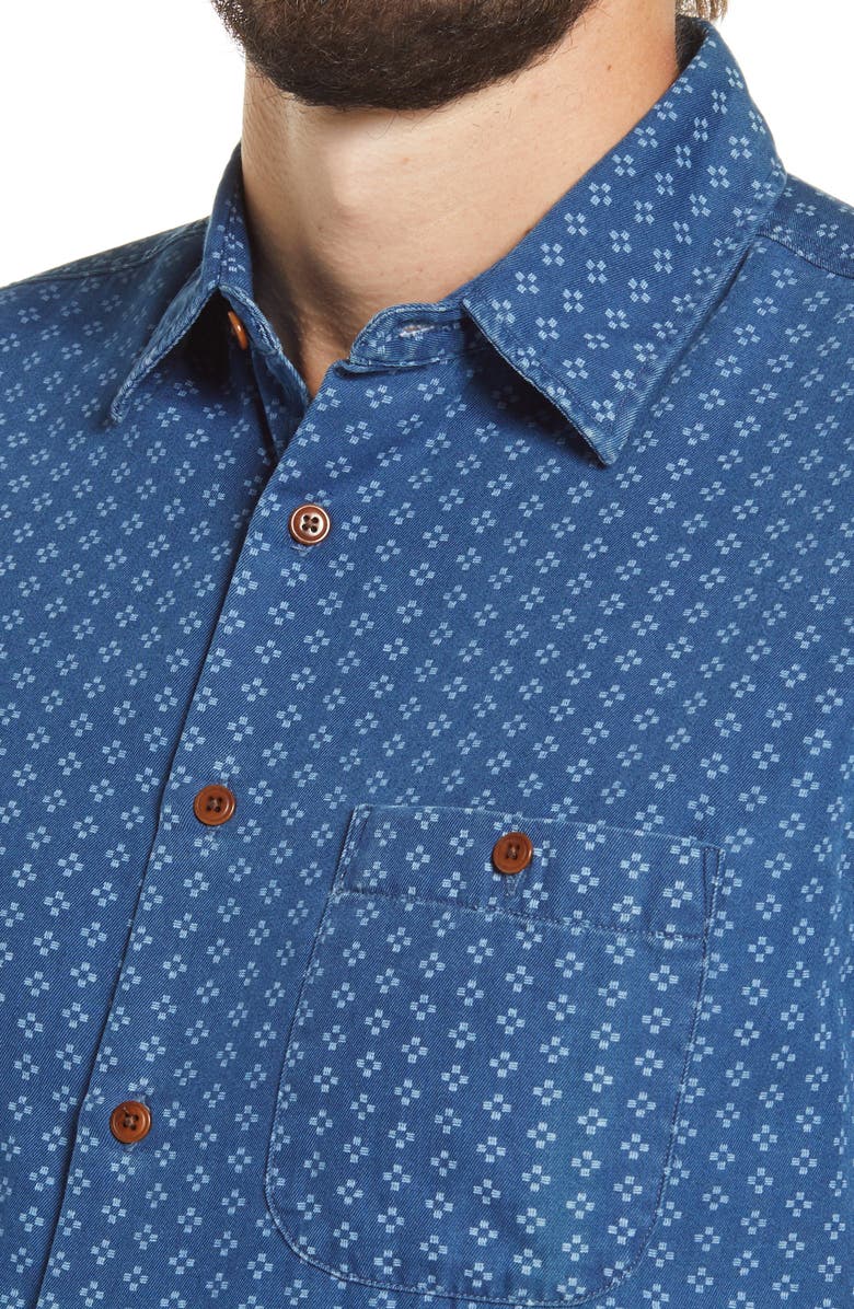 Faherty Playa Geo Pattern Short Sleeve Button-Up Shirt | Nordstromrack