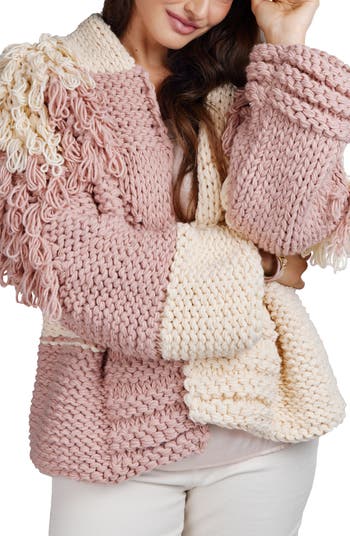 SAACHI Colorblock Chunky Knit Cardigan | Nordstromrack