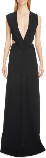 Victoria Beckham Crossover Plunge Neck Cady Maxi Dress | Nordstrom