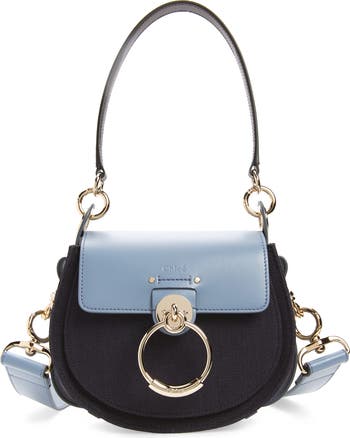 Chloé Tess Colorblock Linen Canvas & Leather Saddle Bag | Nordstrom
