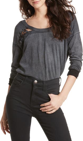 Free People First Love Lace-Up Tee | Nordstrom