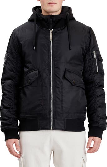 Point Zero Kirkdale Baseball Bomber Jacket with Hooded Bib | Nordstrom