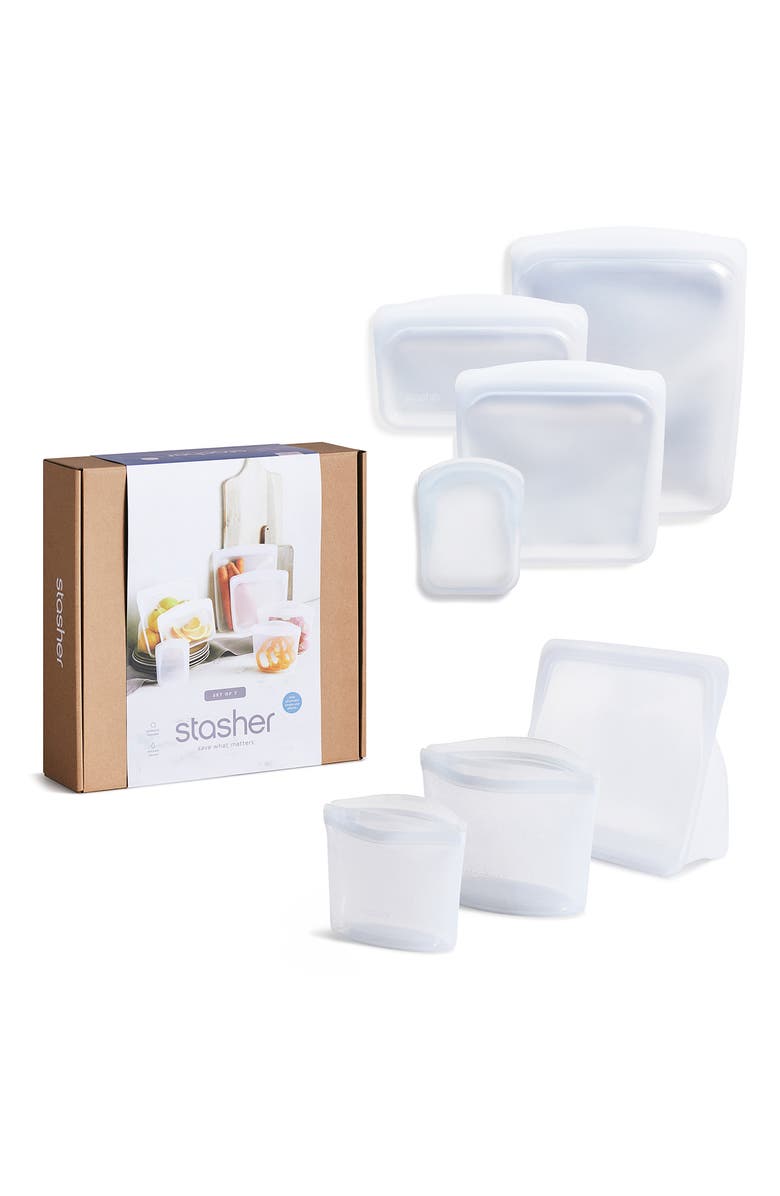 Stasher Assorted 7-Pack Reusable Silicone Storage Containers Gift Box ...