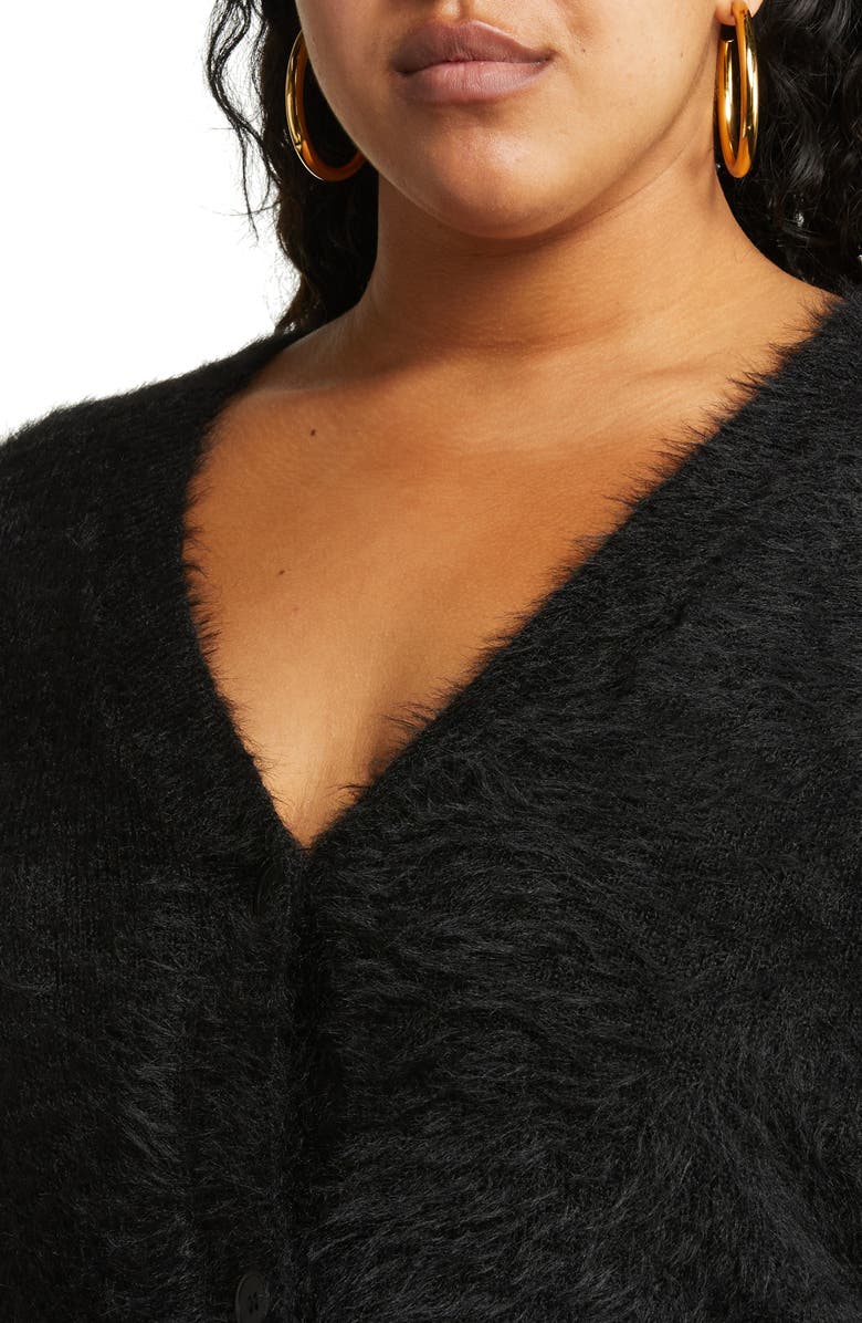 Halogen® Fuzzy Deep V-Neck Cardigan | Nordstromrack