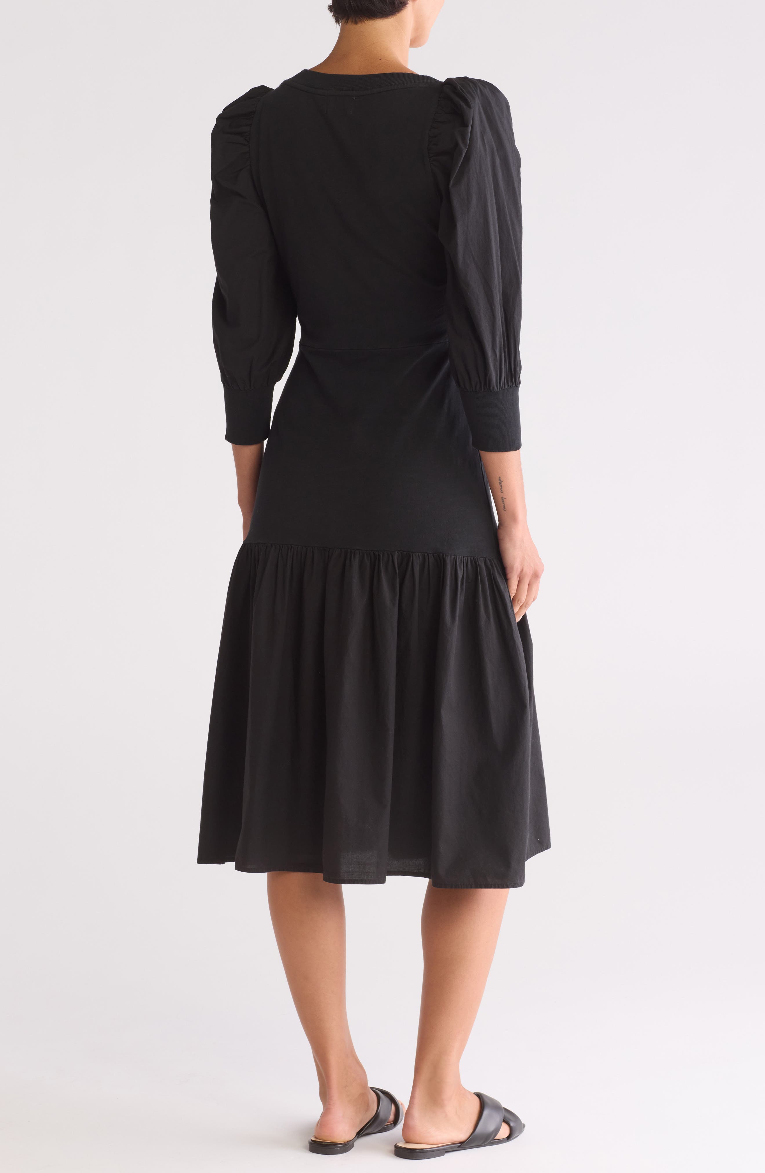 Nation LTD Catalina Puff Sleeve Flounce Hem Midi Dress | Nordstromrack