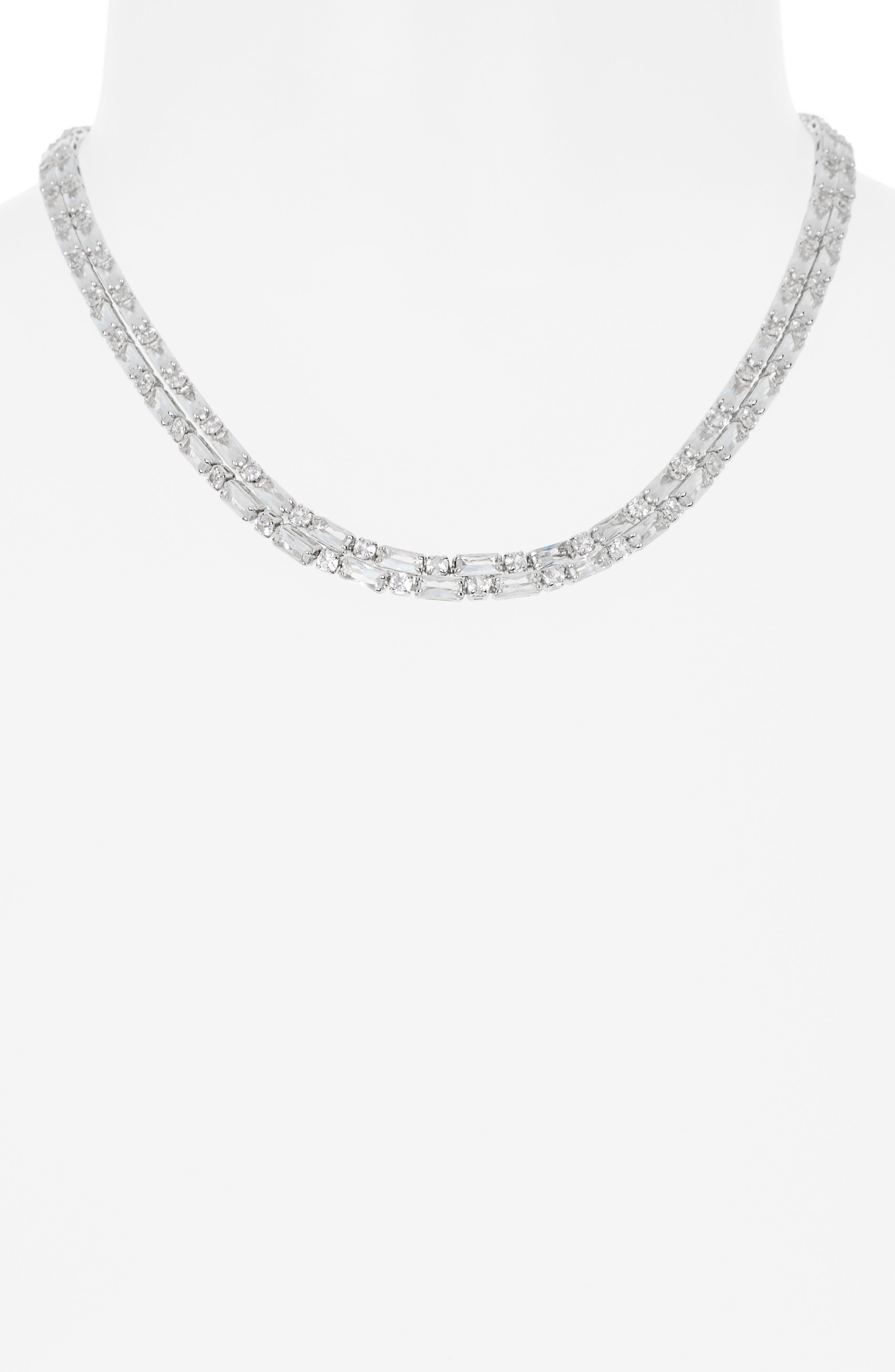 NORDSTROM RACK Round & Baguette Cut Cubic Zirconia Collar Necklace ...