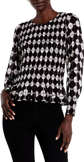 NIC+ZOE Dot Smocked Chiffon Top | Nordstrom