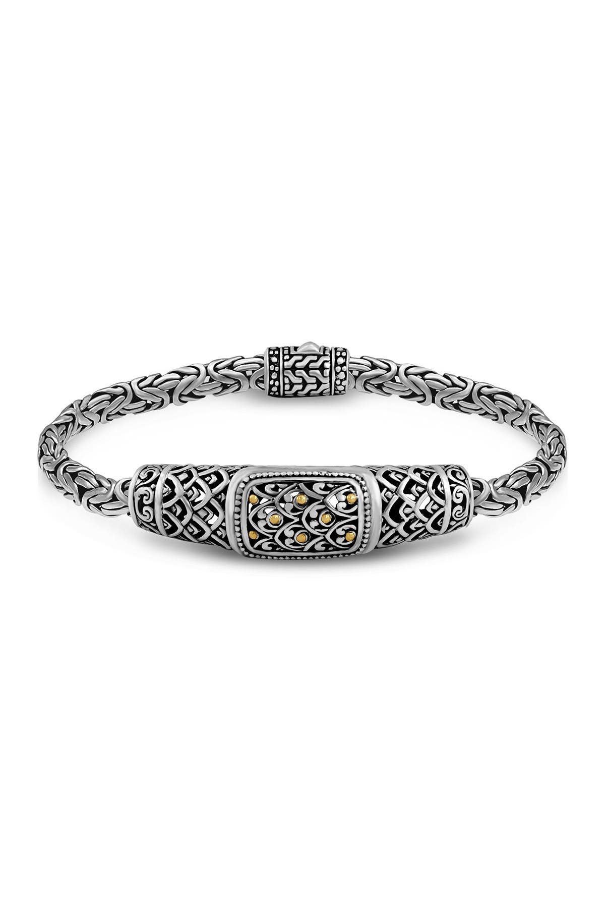 DEVATA Sterling Silver Dragon Skin Bali Filigree Byzantine Oval Chain ...