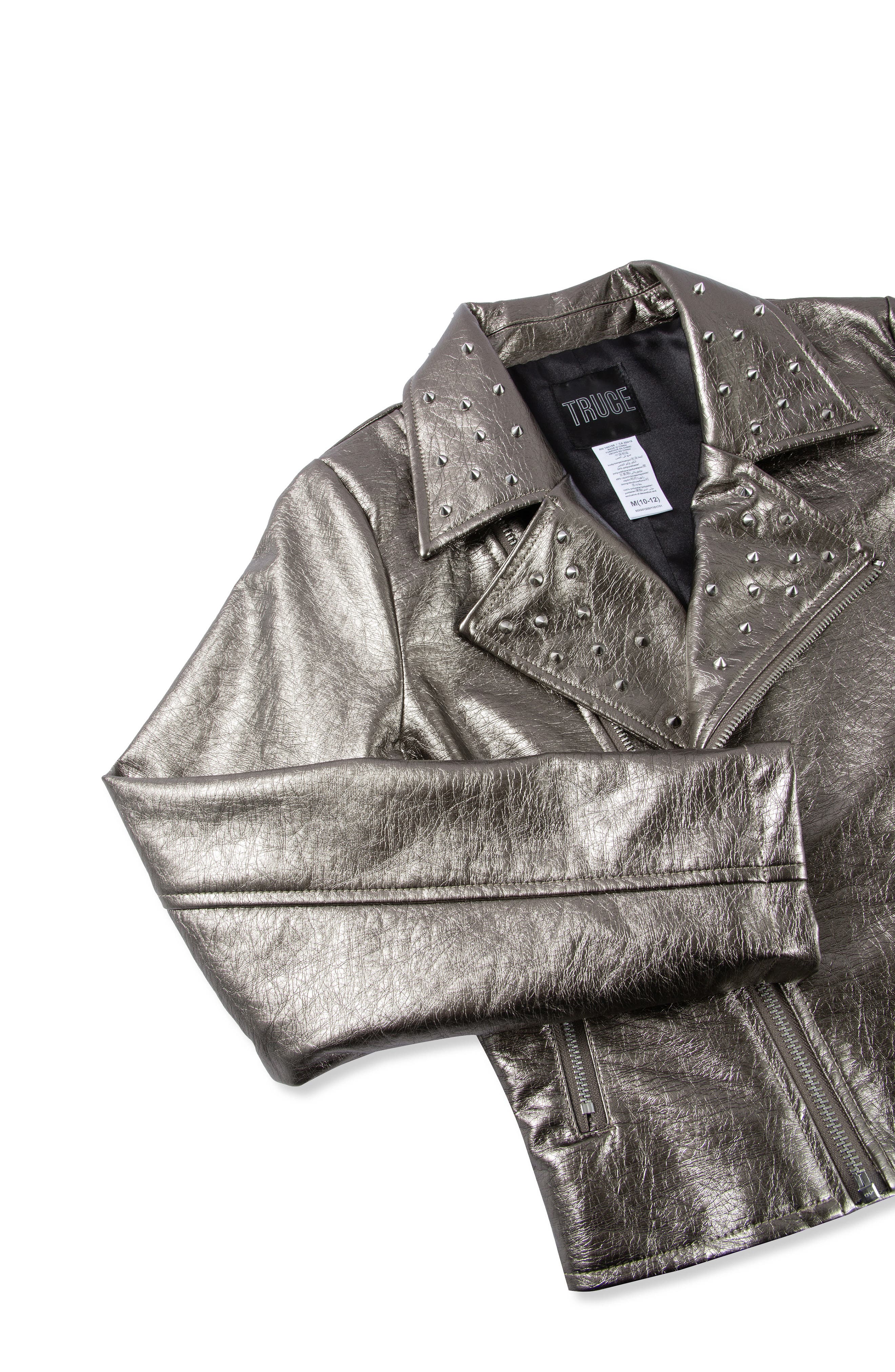 Truce Kids' Studded Metallic Faux Leather Jacket | Nordstromrack