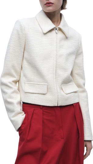 MANGO Zip Front Tweed Jacket | Nordstrom