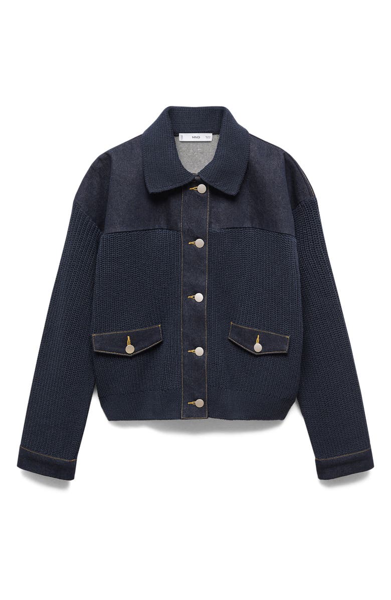 MANGO Crochet Trim Denim Jacket | Nordstrom