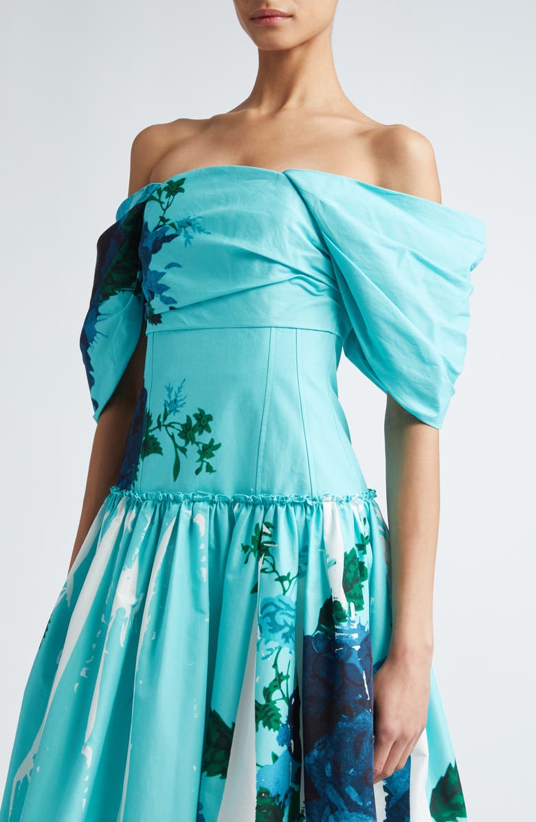 Erdem Floral Print Off the Shoulder Faille Cocktail Dress | Nordstromrack