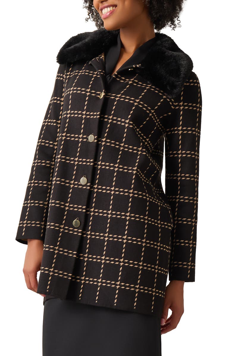 KASPER Faux Fur Collar Coat | Nordstrom