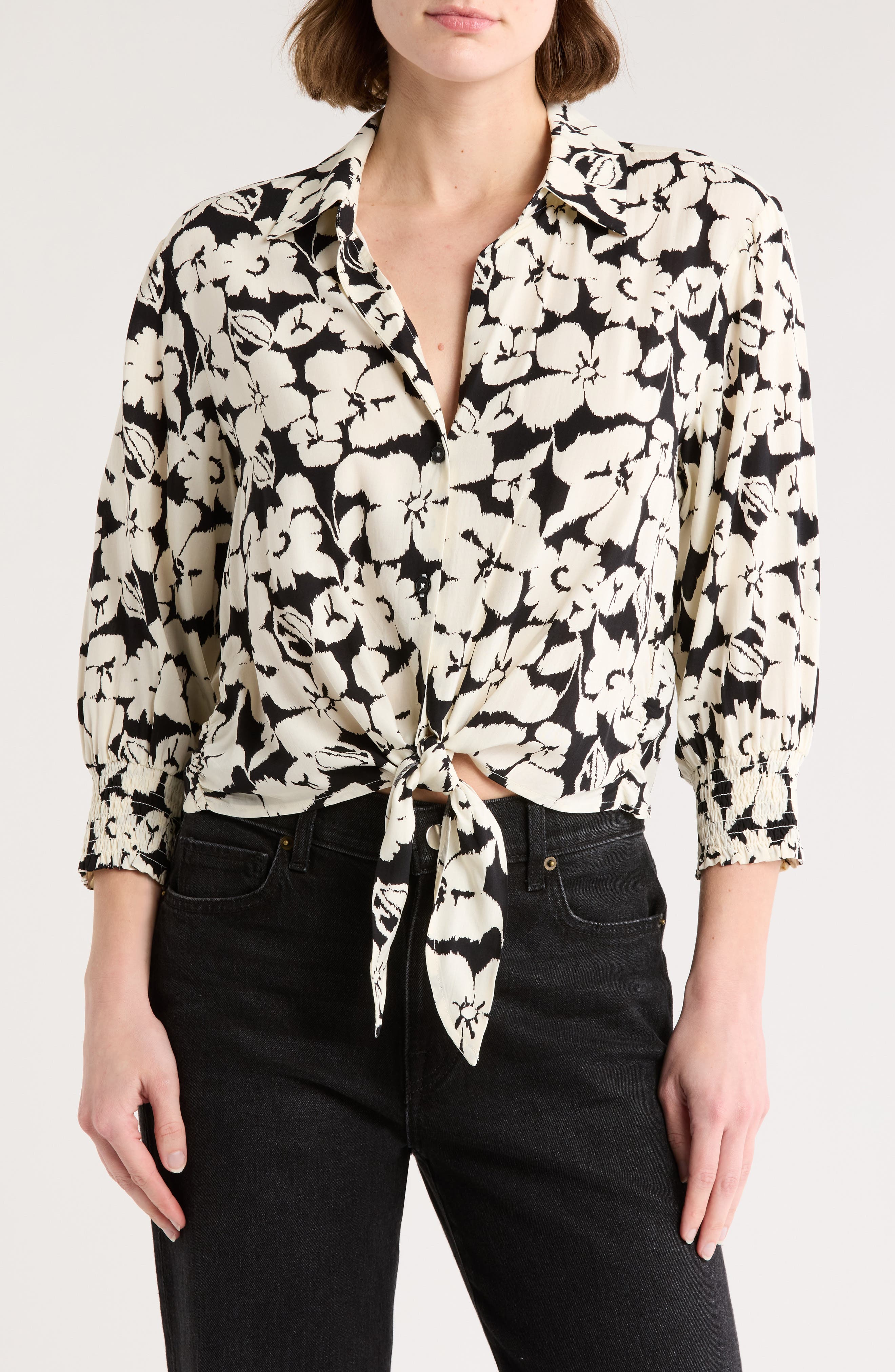 Sanctuary Lovers Only Long Sleeve Tie Front Shirt (Women) | Nordstromrack
