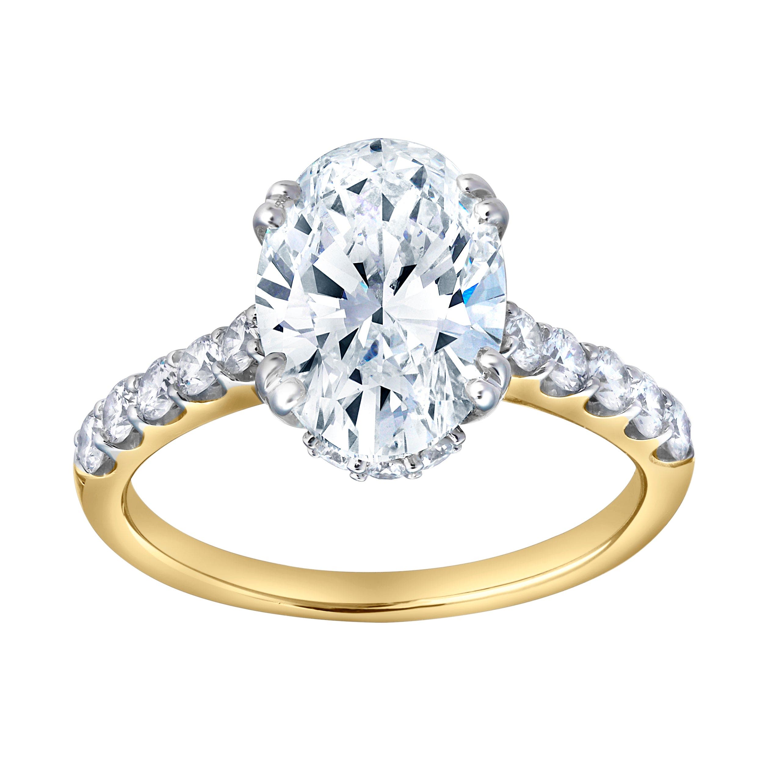 Isidora 3.5 Cts 14K Yellow Gold Oval Lab Grown Diamond Hidden Halo ...
