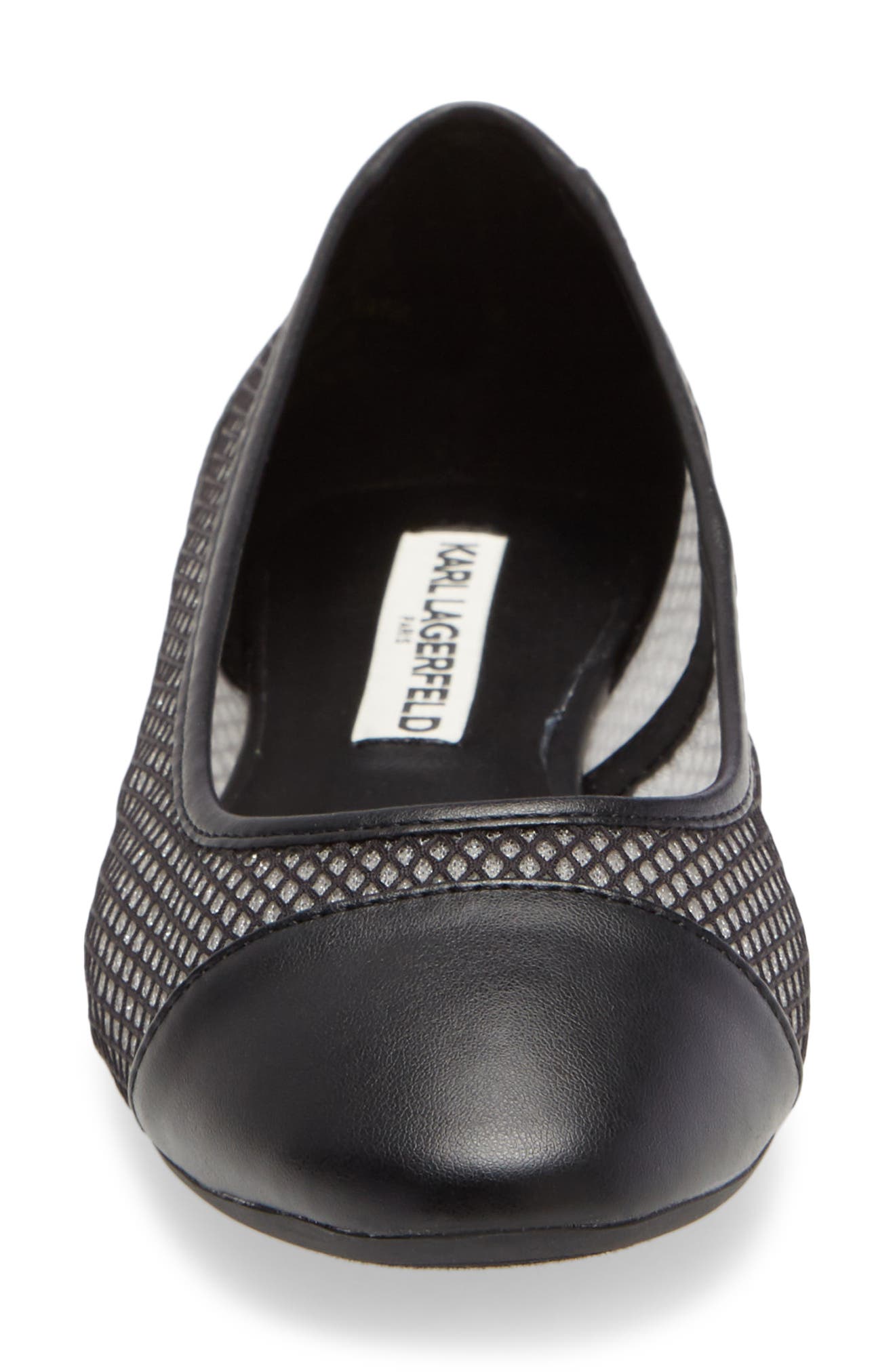 KARL LAGERFELD PARIS Valina Cap Toe Mesh Ballet Flat (Women ...