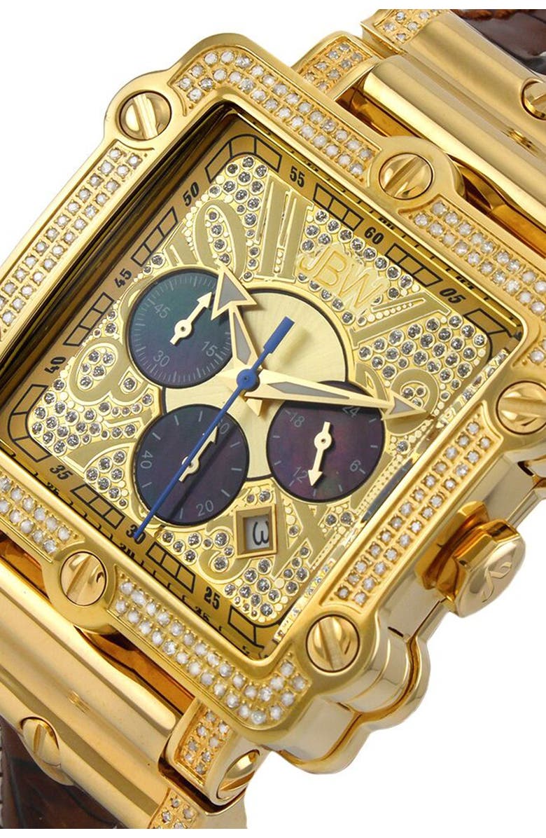 JBW Phantom Leather Strap Diamond Chronograph Watch, 46mm | Nordstromrack