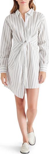Steve Madden Nadia Stripe Knot Long Sleeve Shirtdress | Nordstromrack