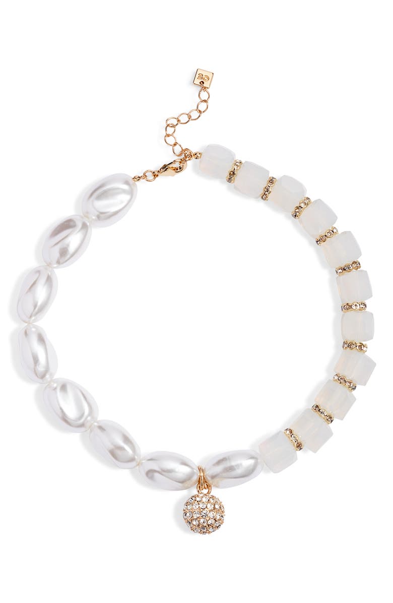 Open Edit Imitation Pearl and Shimmer Bead Collar Necklace | Nordstromrack