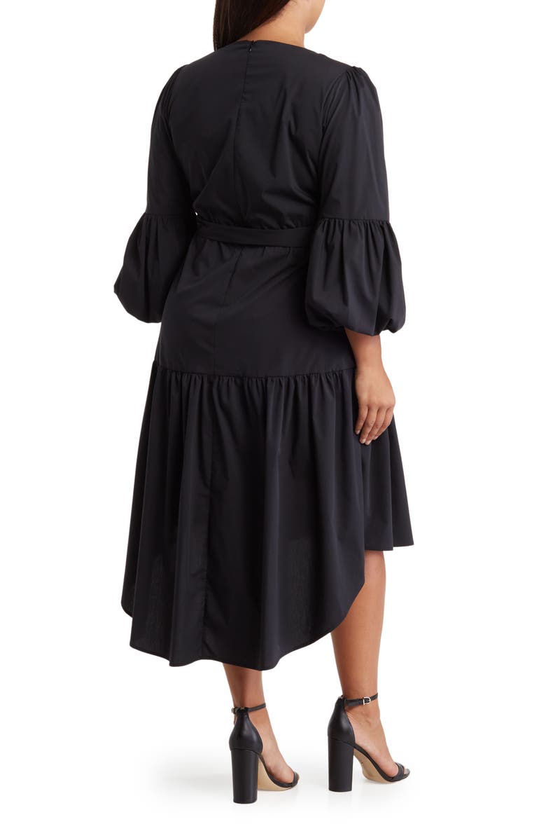 BY DESIGN Balloon Sleeve Faux Wrap High-Low Dress | Nordstromrack