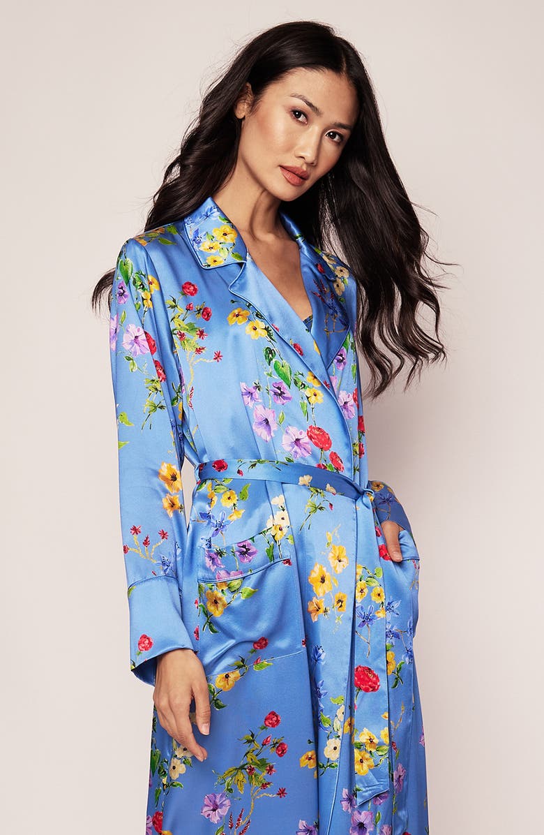Petite Plume Brilliant Botani Mulberry Silk Robe | Nordstrom