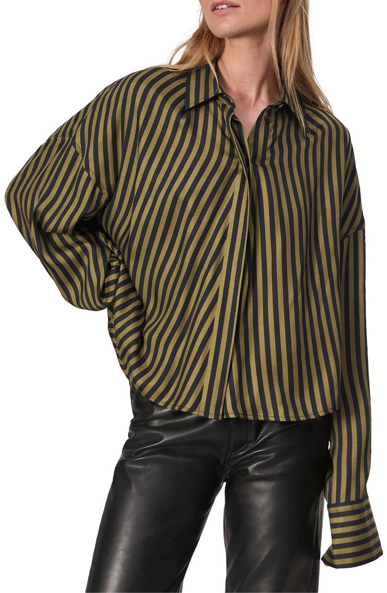rag & bone Martha Stripe Silk Blend Button-Up Shirt | Nordstromrack