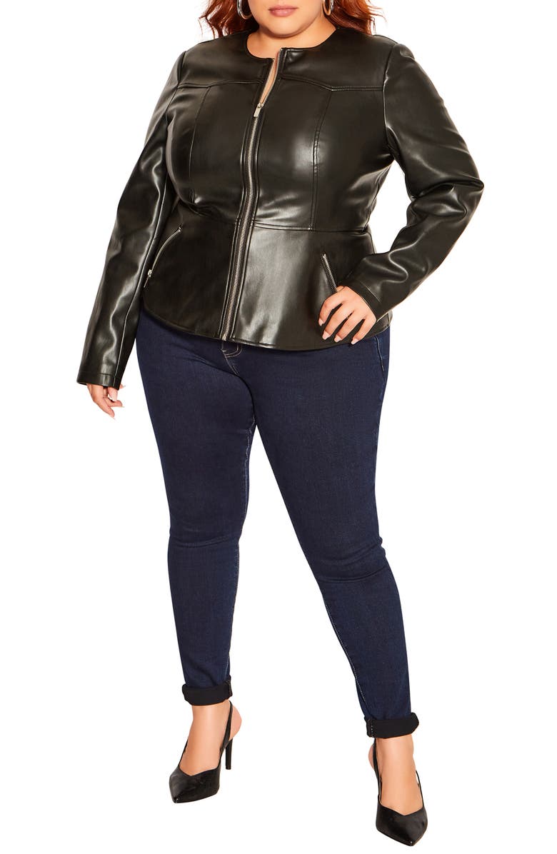 City Chic Maeve Faxu Leather Jacket | Nordstrom