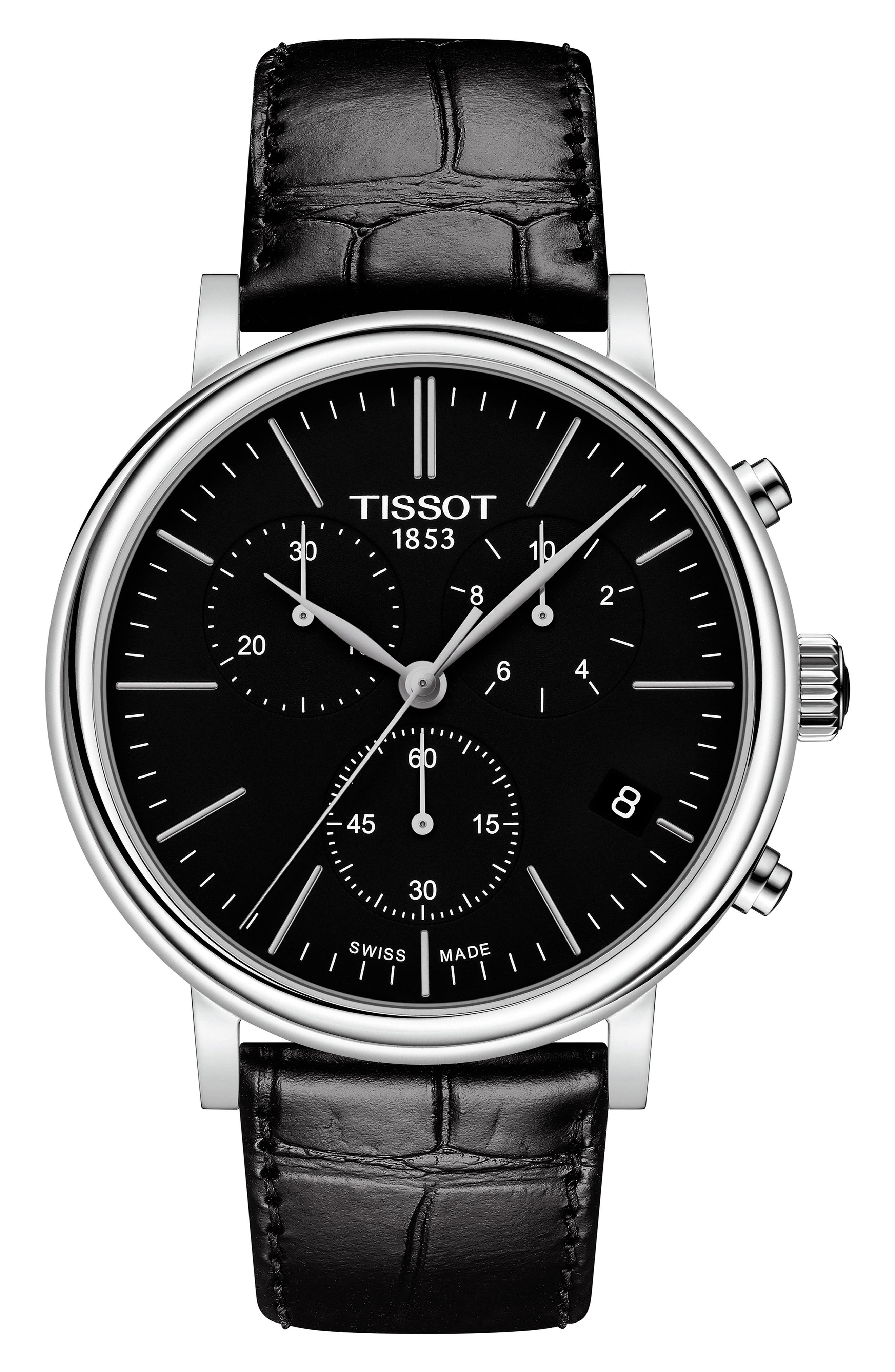 Tissot Carson Premium Chronograph Leather Strap Watch, 41mm | Nordstrom