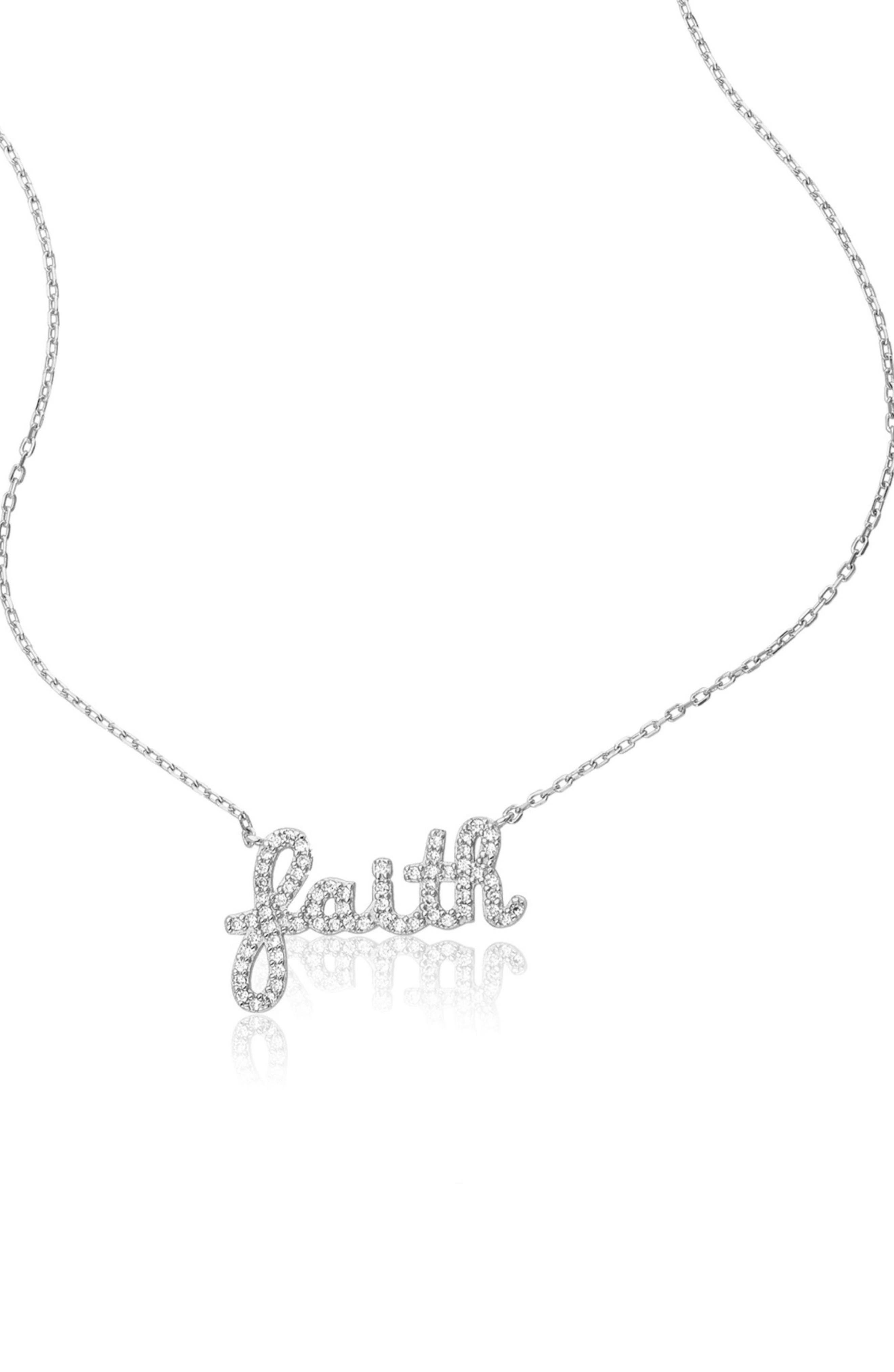 Adornia White Rhodium Plated Cursive 'Faith' Necklace | Nordstromrack