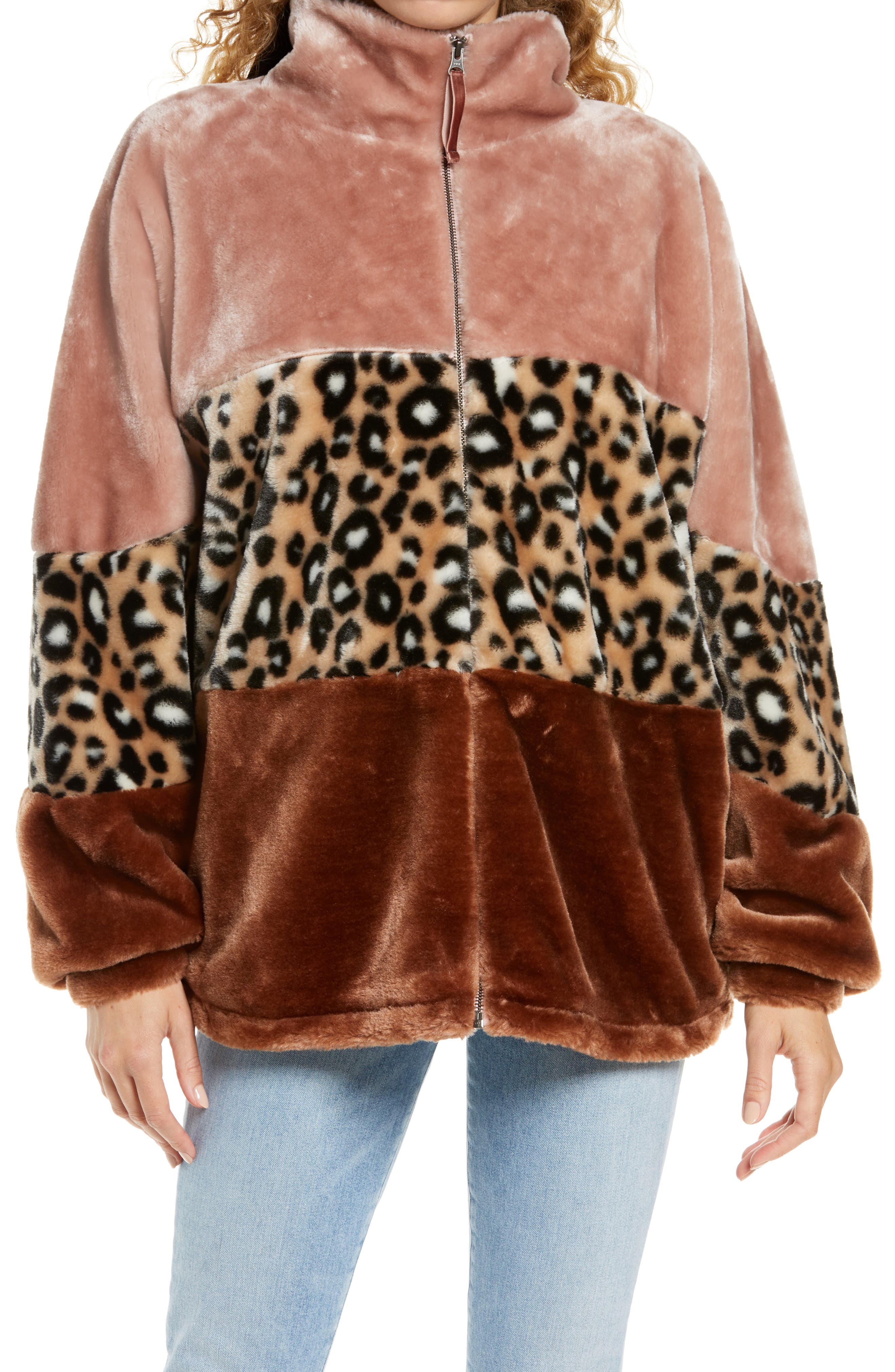 UGG® Elaina Colorblock Faux Fur Coat | Nordstrom