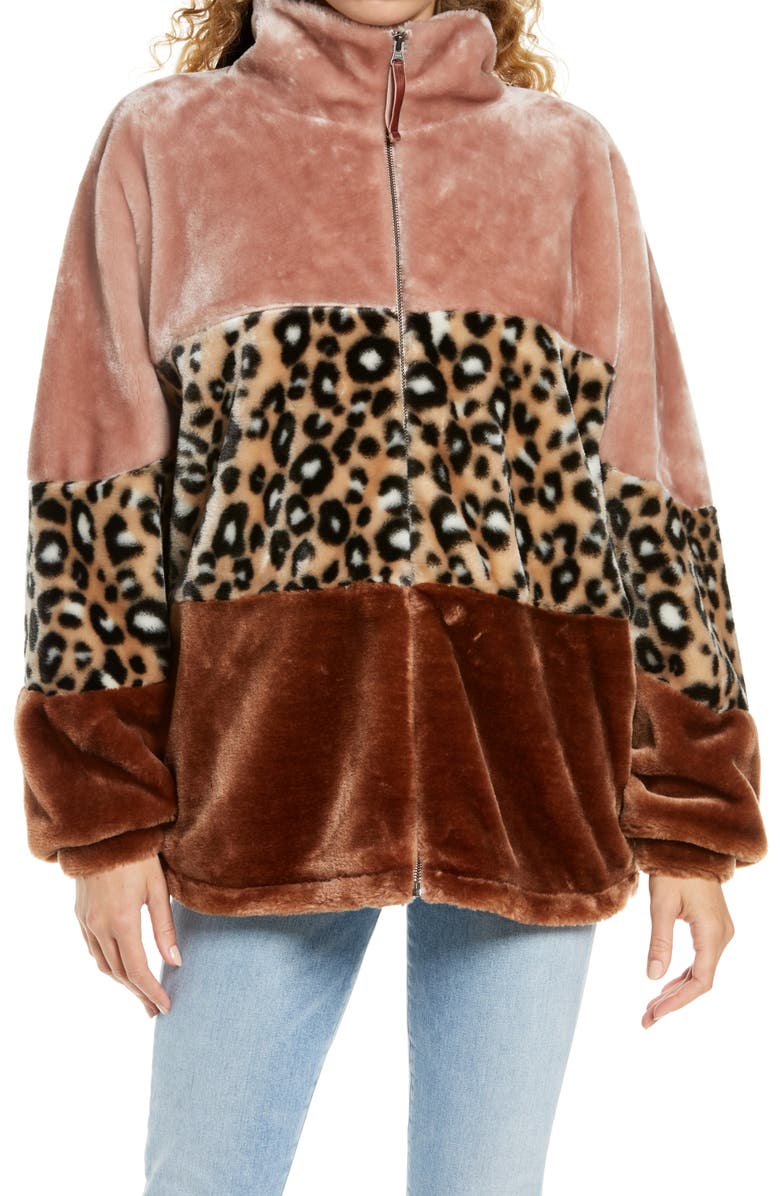 UGG® Elaina Colorblock Faux Fur Coat | Nordstrom