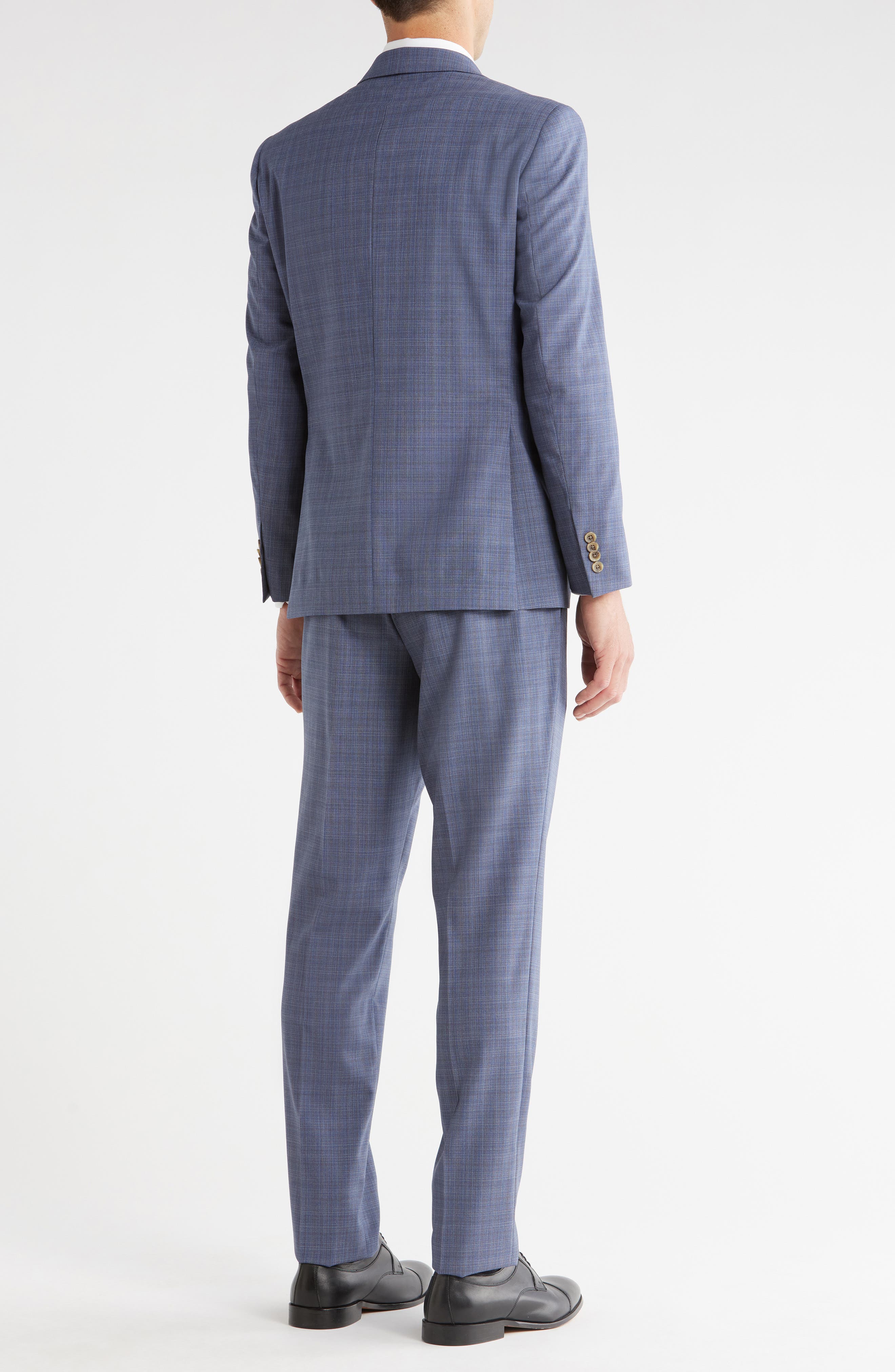 Jack Victor Engel Grid Print Blue Wool Suit | Nordstromrack