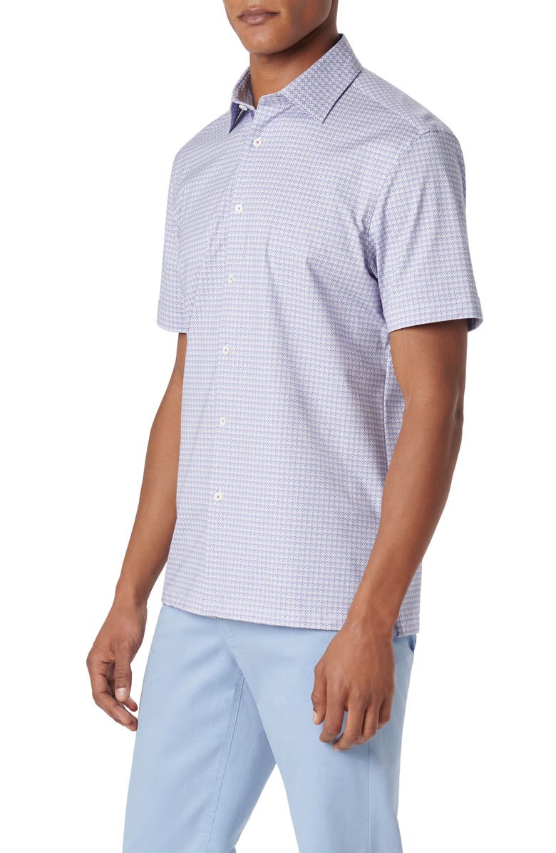 Bugatchi Milo OoohCotton® Diamond Print Short Sleeve Button-Up Shirt ...