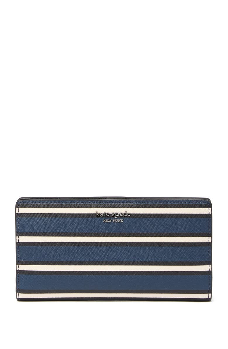 Kate Spade New York leather cameron york striped slim large bi-fold ...