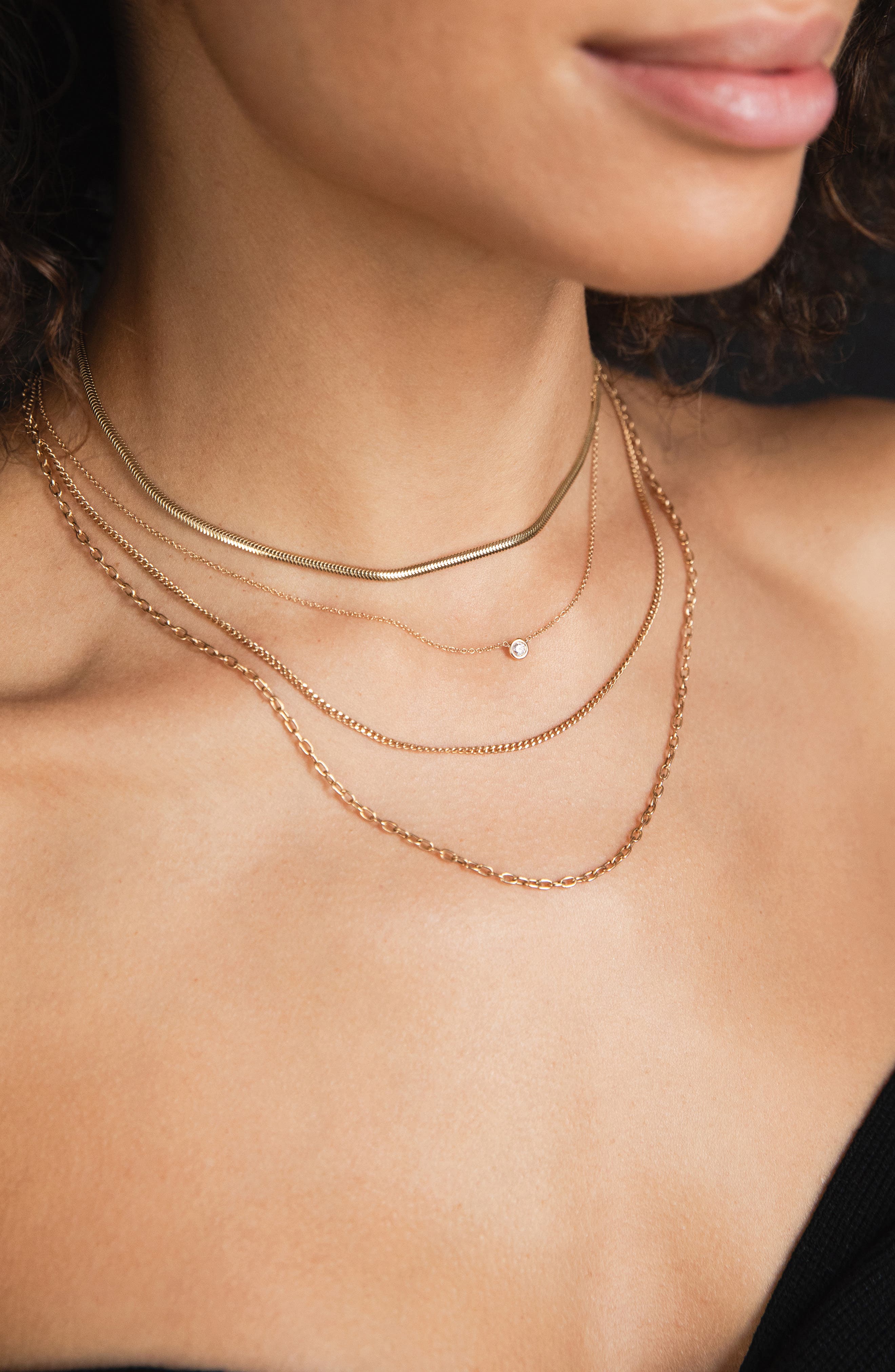 Zoë Chicco 14K Gold Flat Snake Chain Necklace | Nordstrom