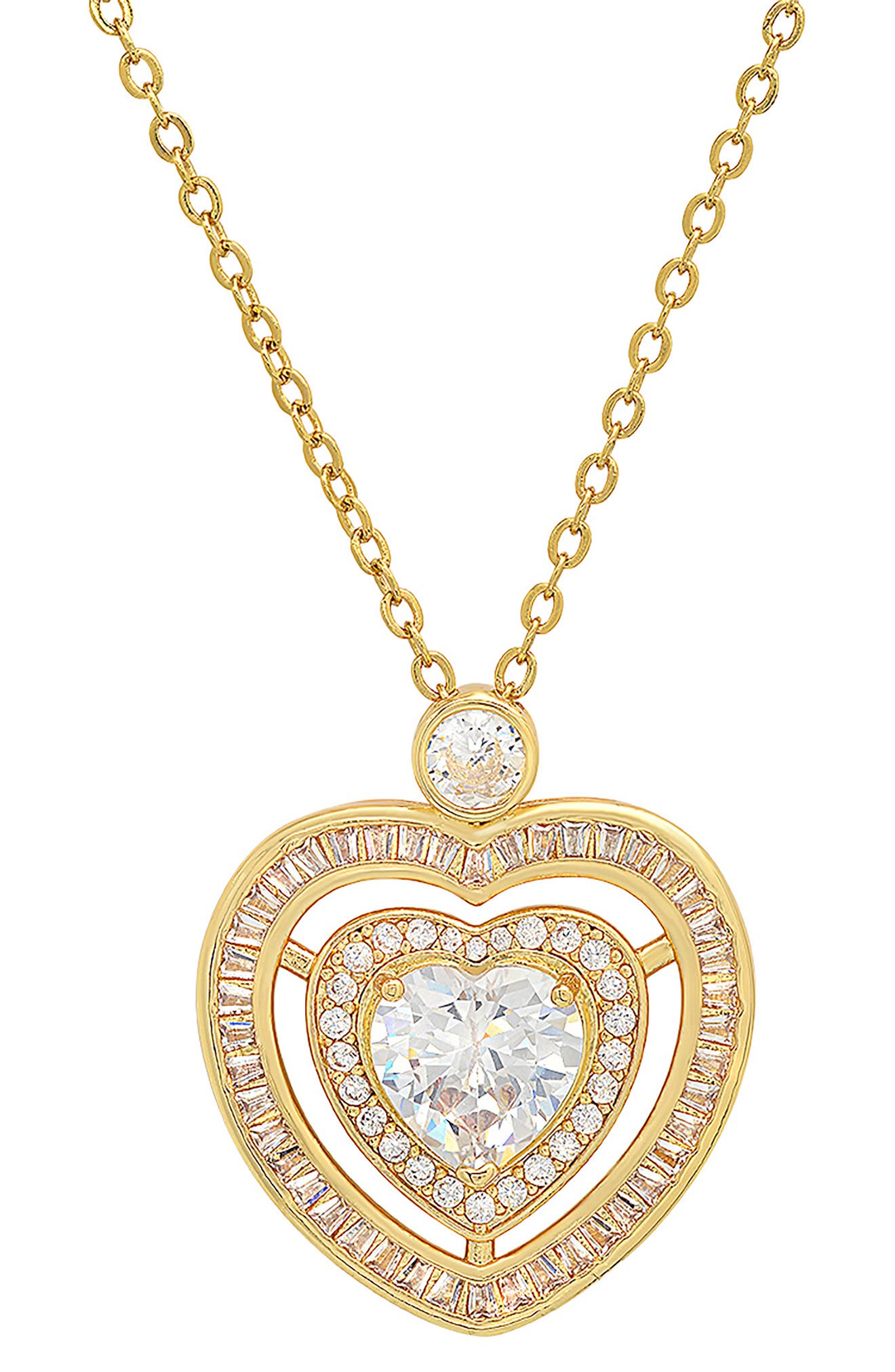 HMY JEWELRY 18K Gold Plated Crystal Heart Necklace | Nordstromrack