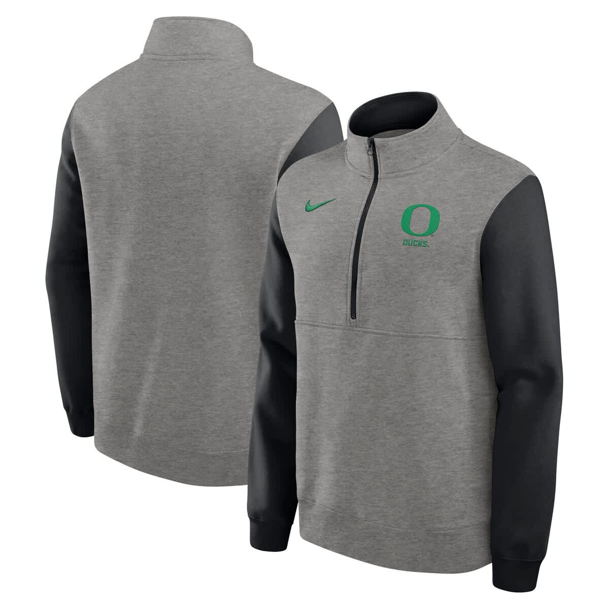 Nike Men's Nike Heather Gray/Black Oregon Ducks Club Fleece Half-Zip ...