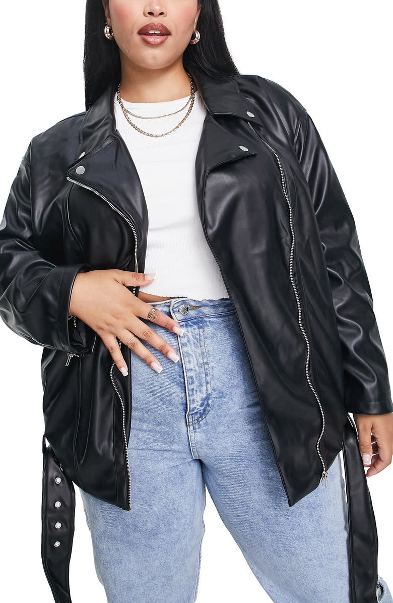 ASOS DESIGN Curve Faux Leather Biker Jacket | Nordstromrack
