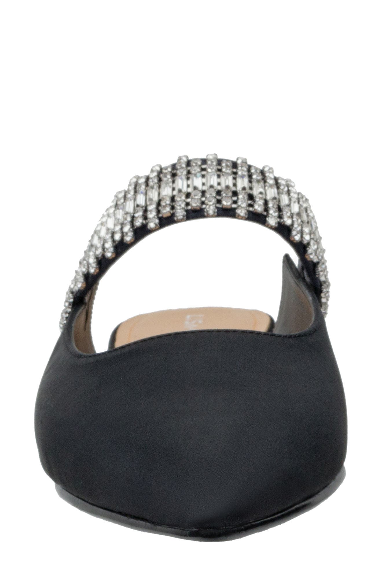 Lisa Vicky Move Crystal Embellished Pointed Toe Satin Flat (Women ...