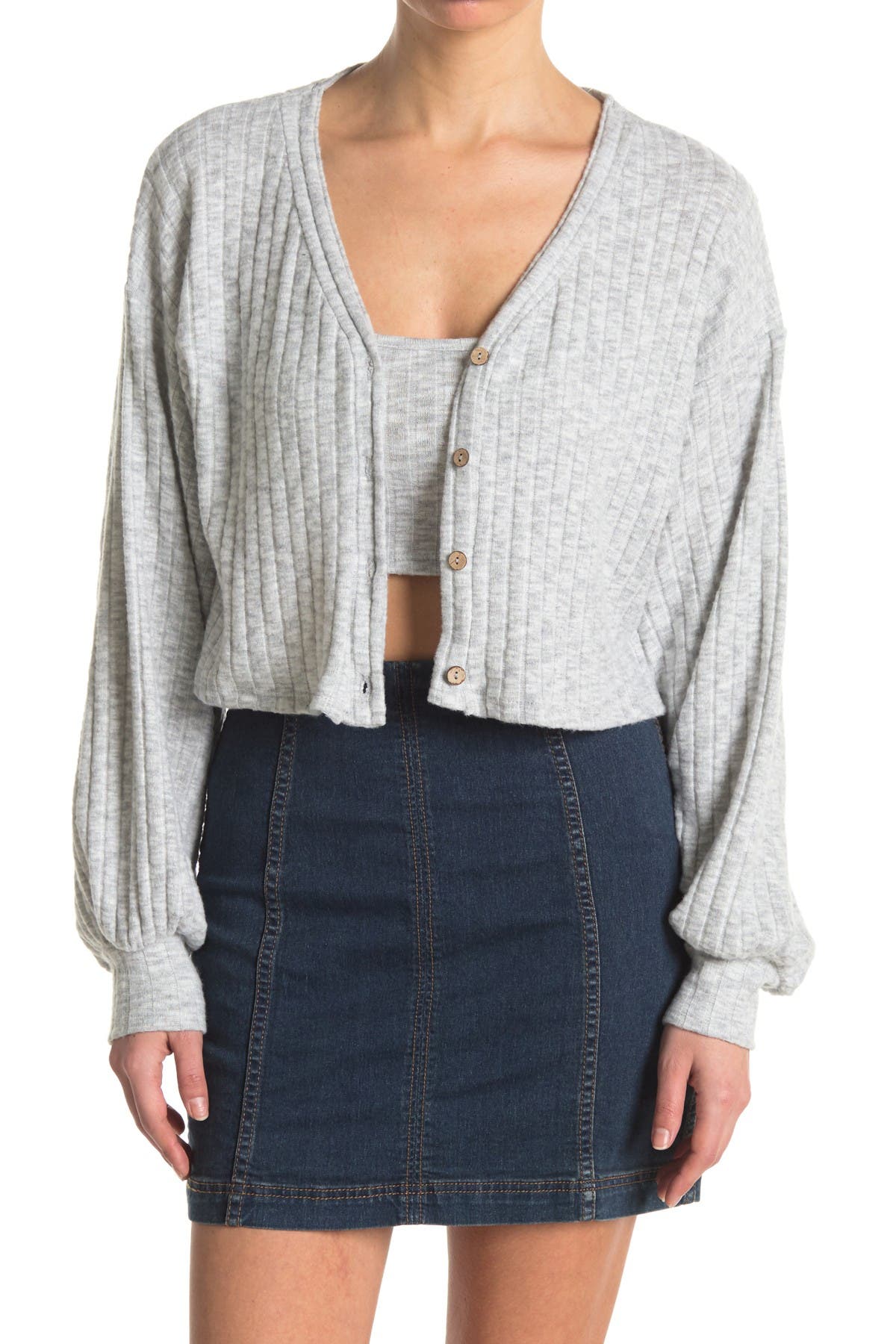 Know One Cares Cropped Ribbed Knit Cardigan | Nordstromrack