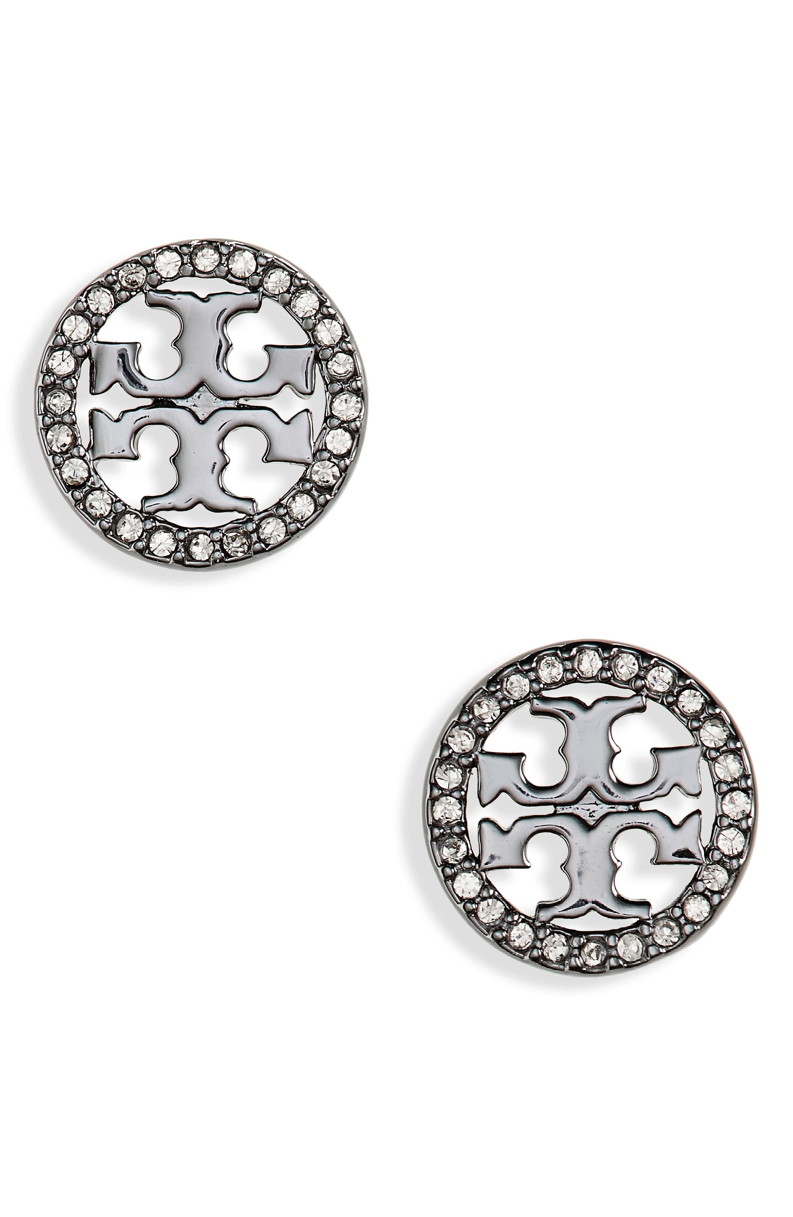Tory Burch Crystal Logo Circle Stud Earrings | Nordstrom