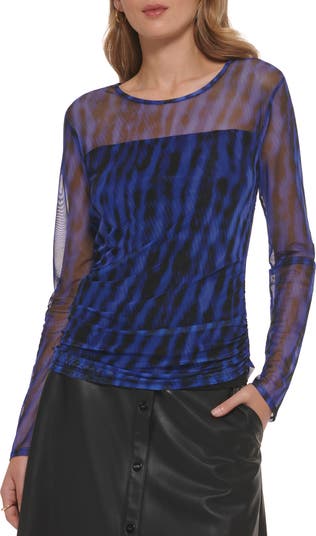 DKNY Zebra Stripe Mesh Top | Nordstrom