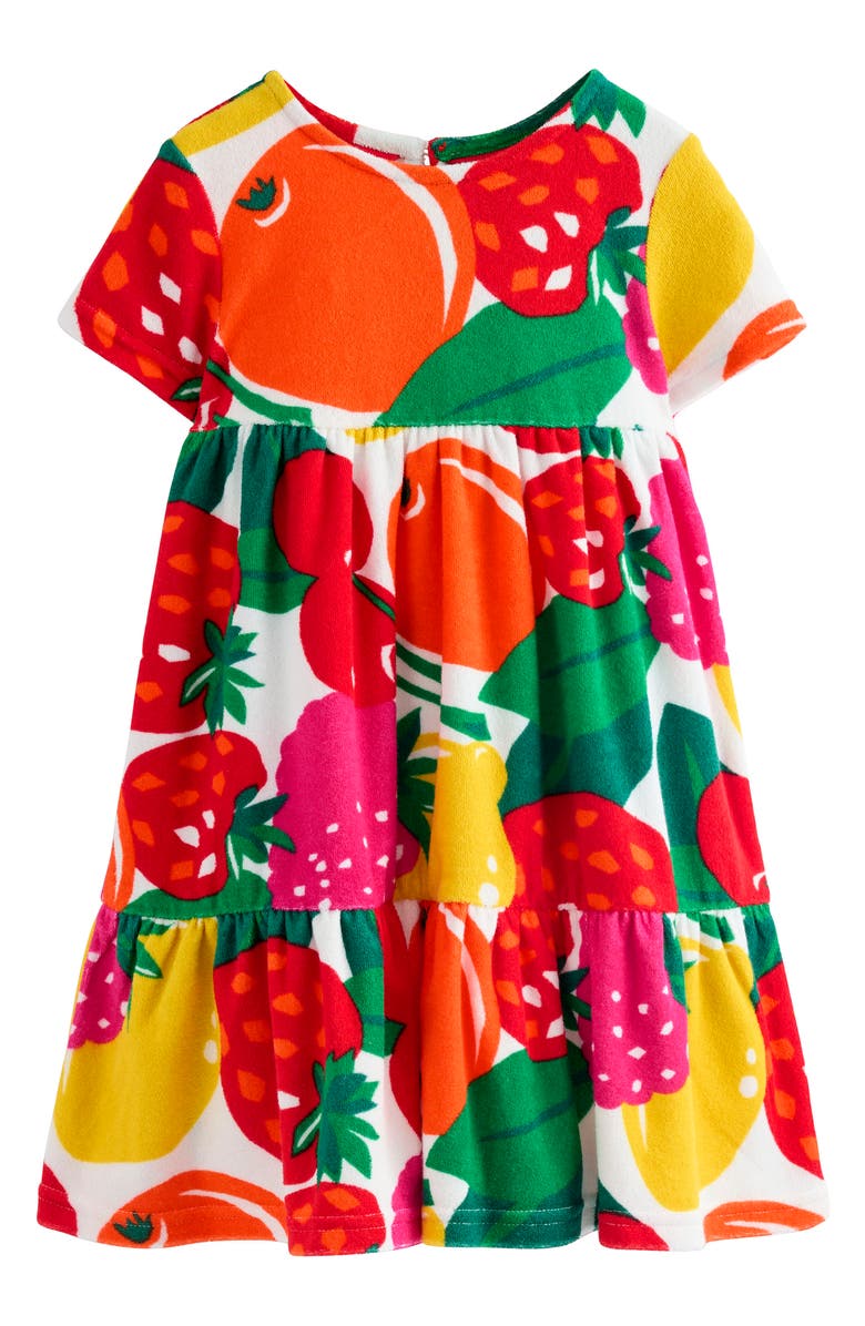 Mini Boden Kids' Ariel Fruit Print Tiered Terry Cloth Dress | Nordstromrack