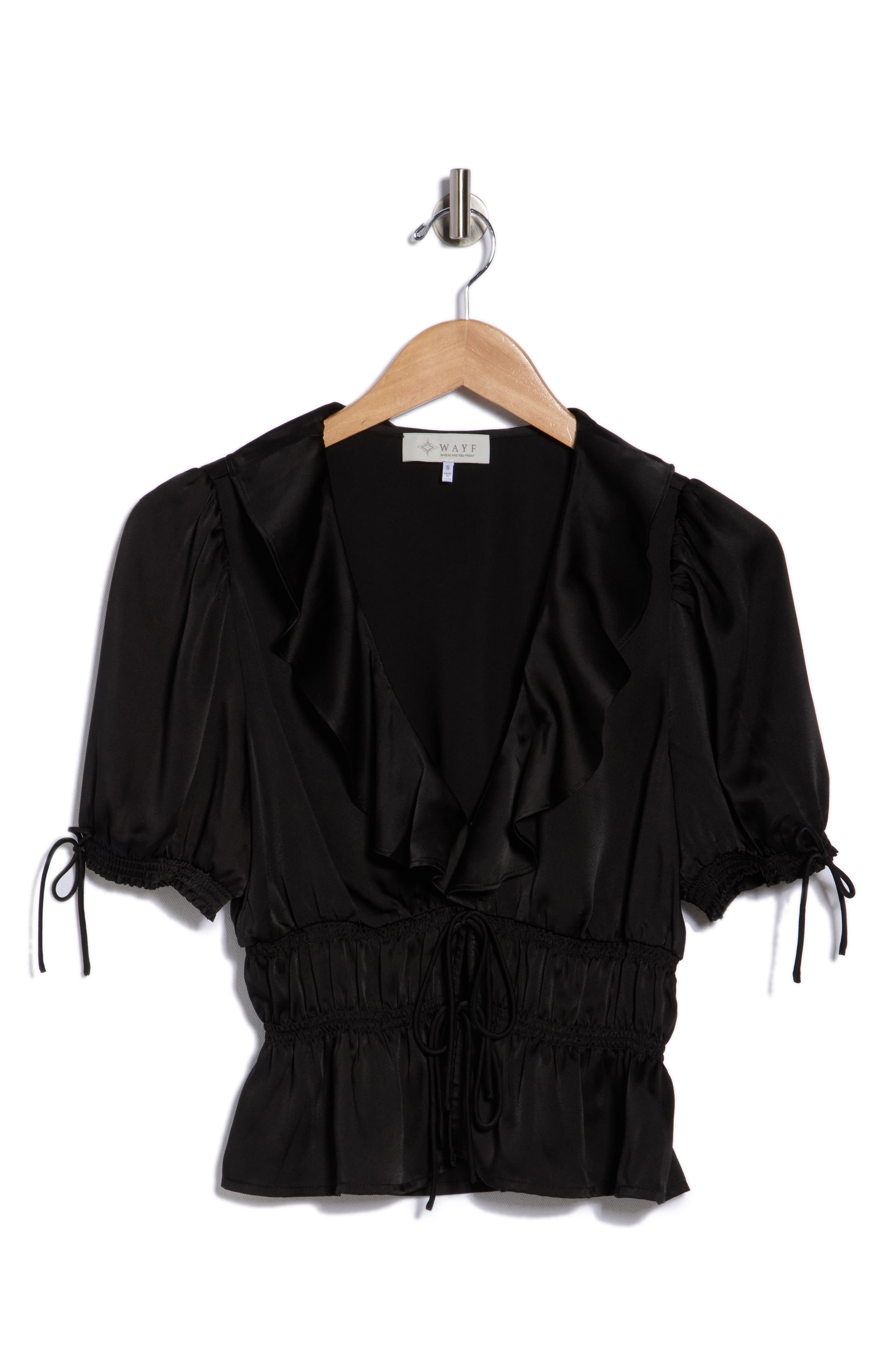 WAYF Ruffle Tie Front Top | Nordstromrack