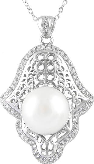 SPLENDID PEARLS Hamsa 12-12.5mm Cultured Freshwater Pearl Pendant ...