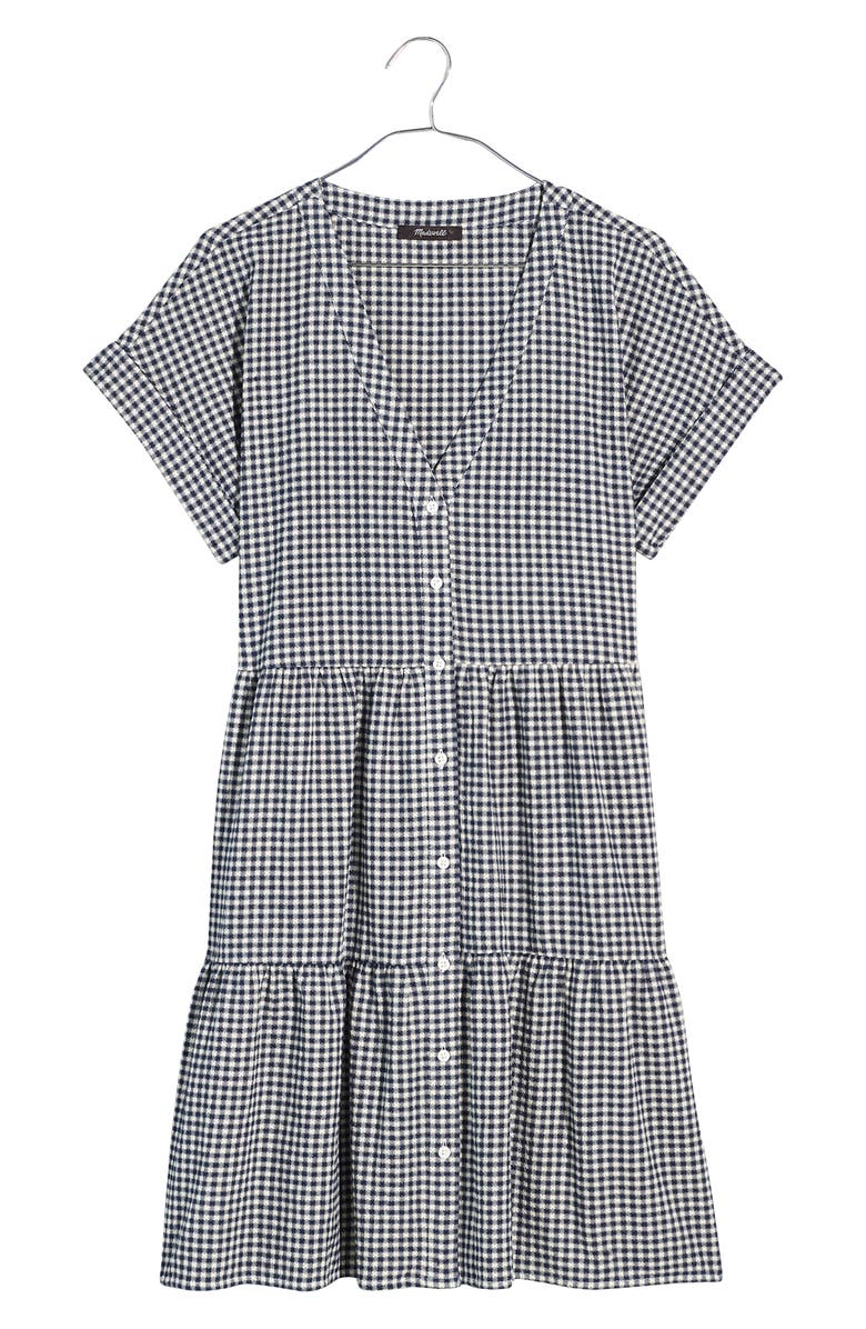Madewell Gingham Check Cuff Sleeve Button Front Tiered Dress ...